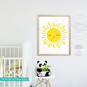 Sun Shining, Happy Smiling Yellow Sunshine, PRINTABLE Wall Art, Sun ...