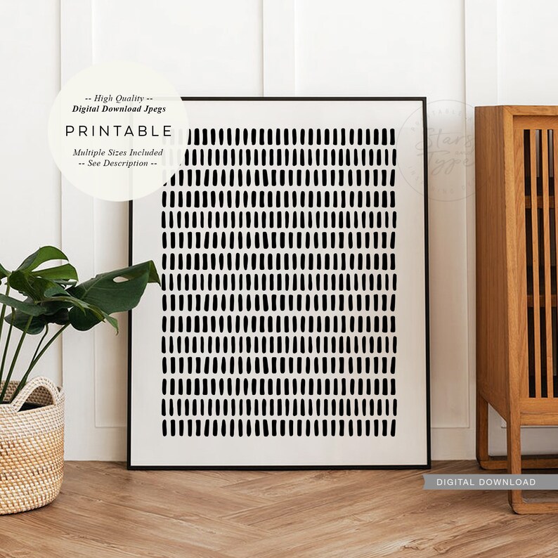 Abstract Black Lines Pattern PRINTABLE Wall Art Boho Modern - Etsy
