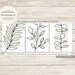 Botanical Leaves Set of 3 PRINTABLES, Large Minimalist Boho Leaf Plants ...