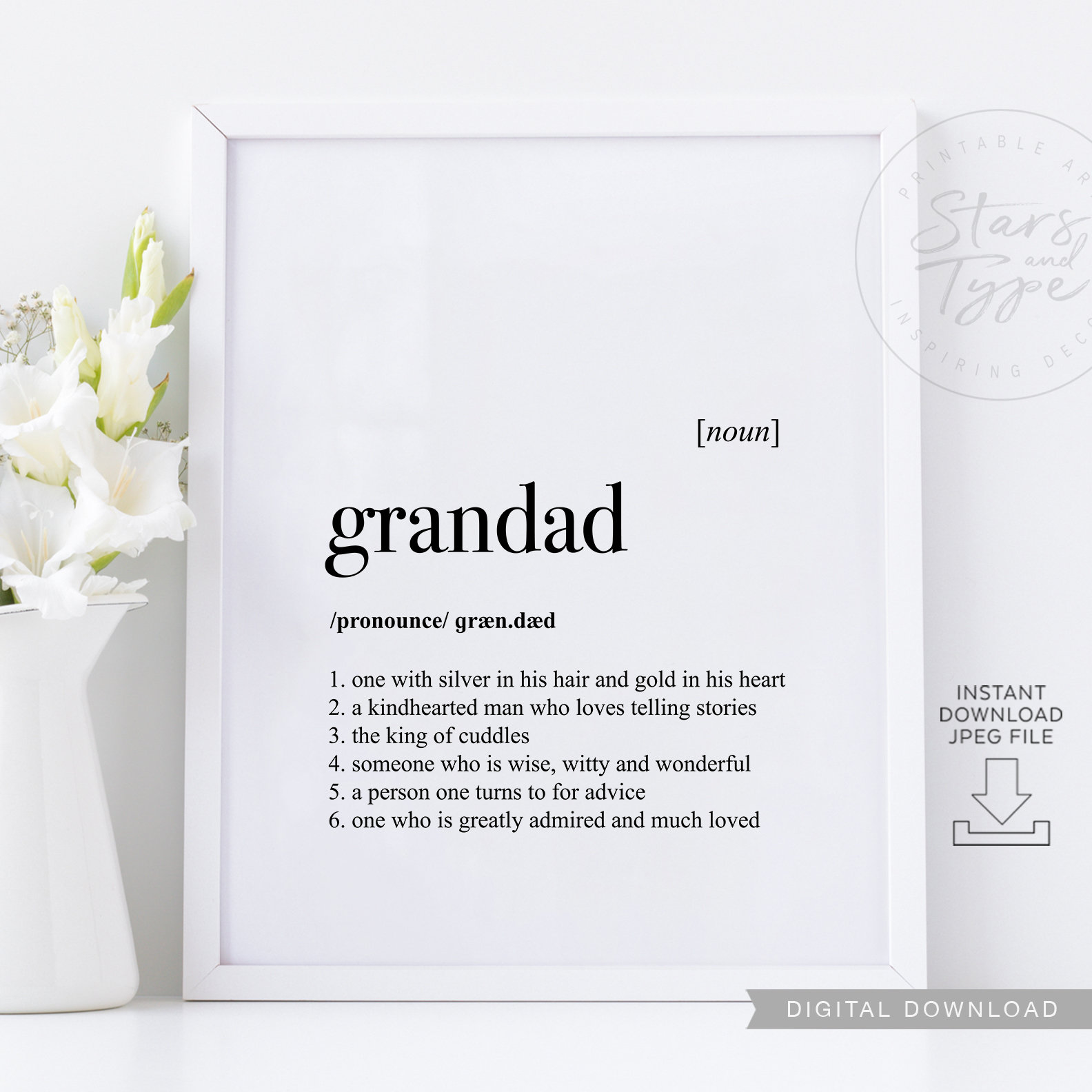 Grandad Definition PRINTABLE Art Grandfather Grandpa - Etsy UK