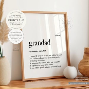 Grandad Definition, PRINTABLE Art, Grandfather Great Grandad, Pops ...