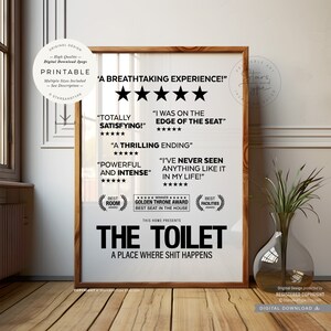 Toilet 5 Star Reviews, PRINTABLE Wall Art, Bathroom Rating Sign, Funny ...