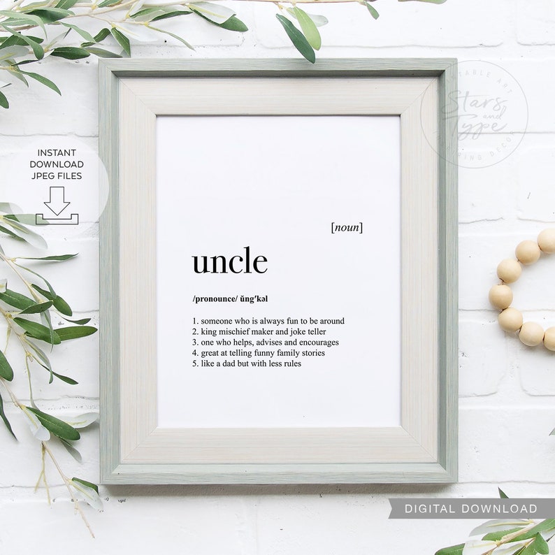 Uncle Definition PRINTABLE Art Gift for Special Uncle | Etsy
