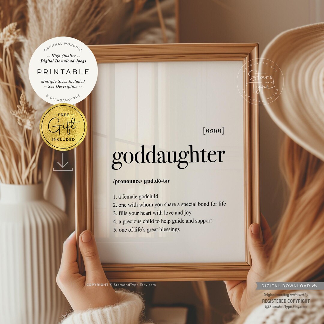 Goddaughter Definition, PRINTABLE Art, Dictionary Meaning, Godchild ...