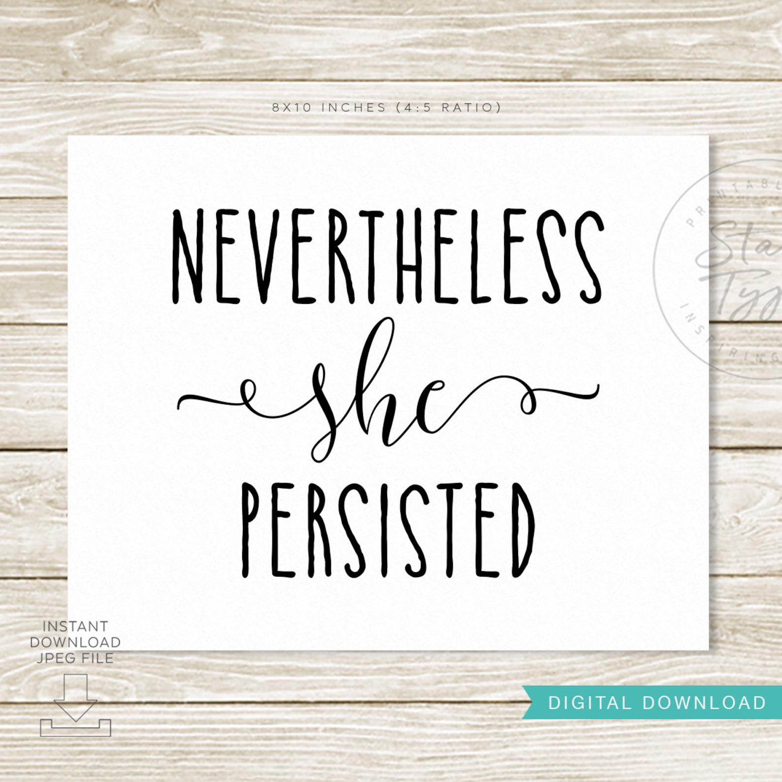 Nevertheless She Persisted PRINTABLE Wall Art Motivational | Etsy