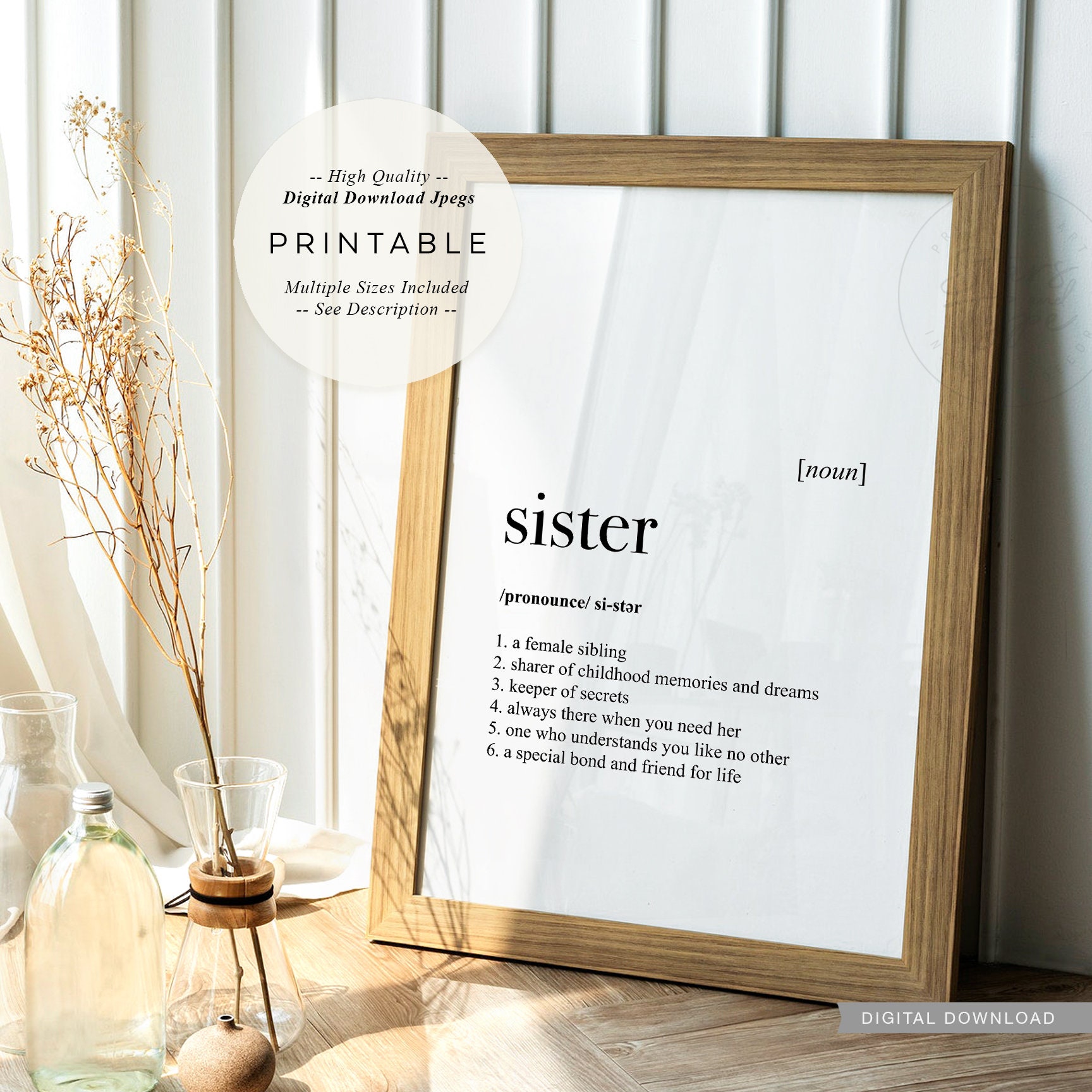 Sister Definition PRINTABLE Art Sibling Quote Decor Special - Etsy