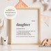 Daughter Definition, PRINTABLE Art, Special Birthday Gift, Dictionary ...