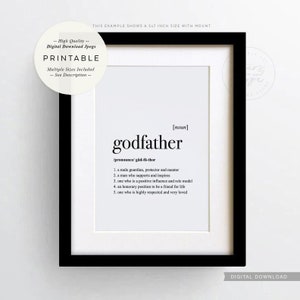 Godfather Definition PRINTABLE Art God Father Baptism - Etsy UK