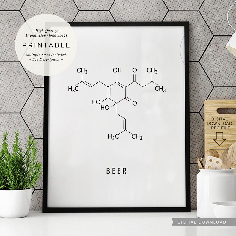 Beer Molecule PRINTABLE Wall Art Molecule Science Chemistry | Etsy