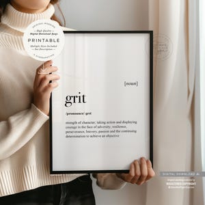 Grit Definition, PRINTABLE Art, Persistence Determination Quote ...