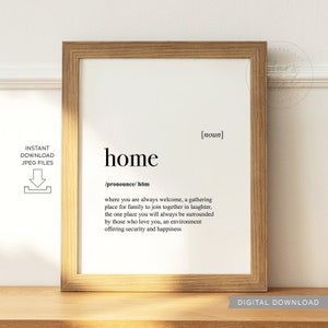 Home Definition PRINTABLE Art Dictionary Meaning - Etsy UK