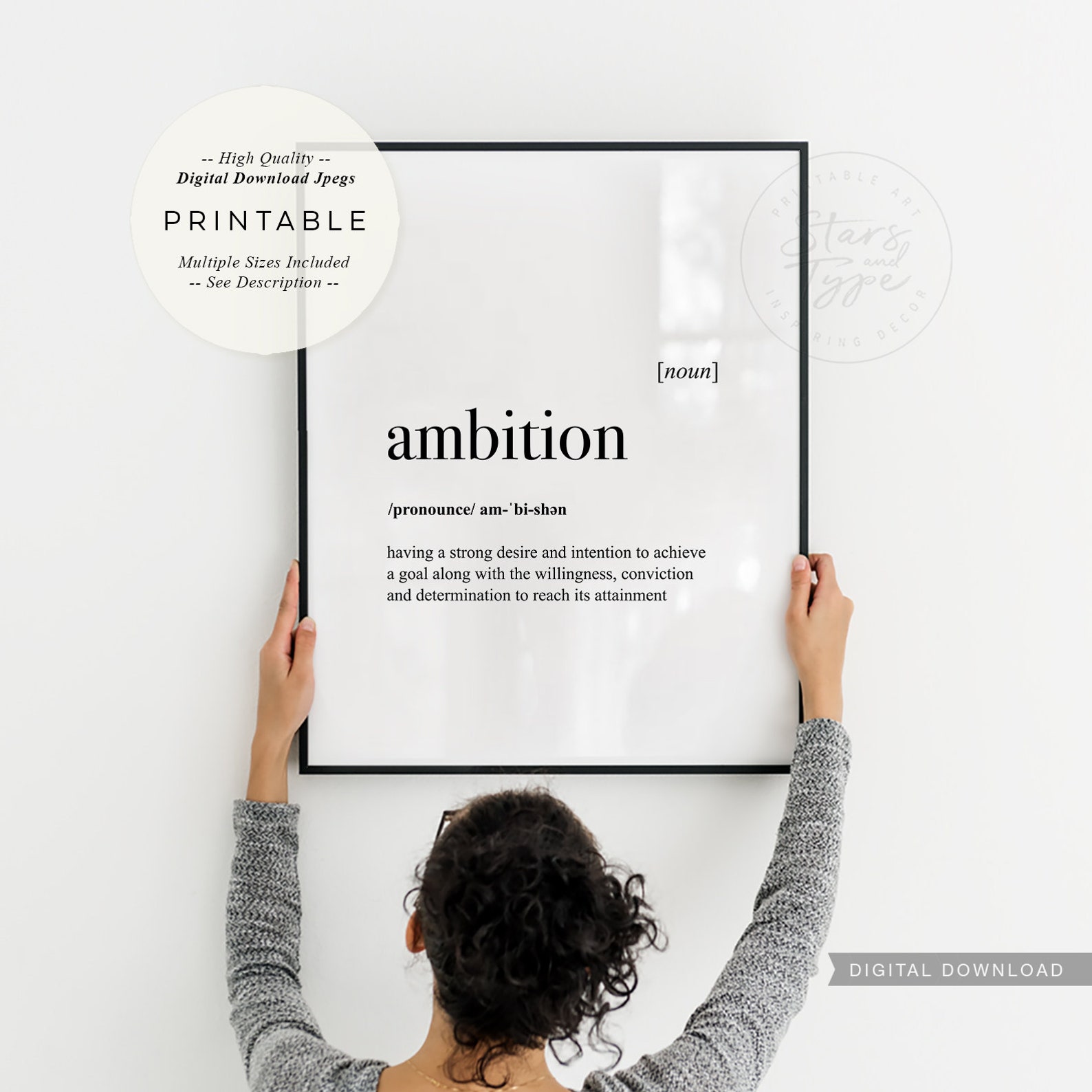 Ambition Definition PRINTABLE Art Dictionary Meaning - Etsy UK
