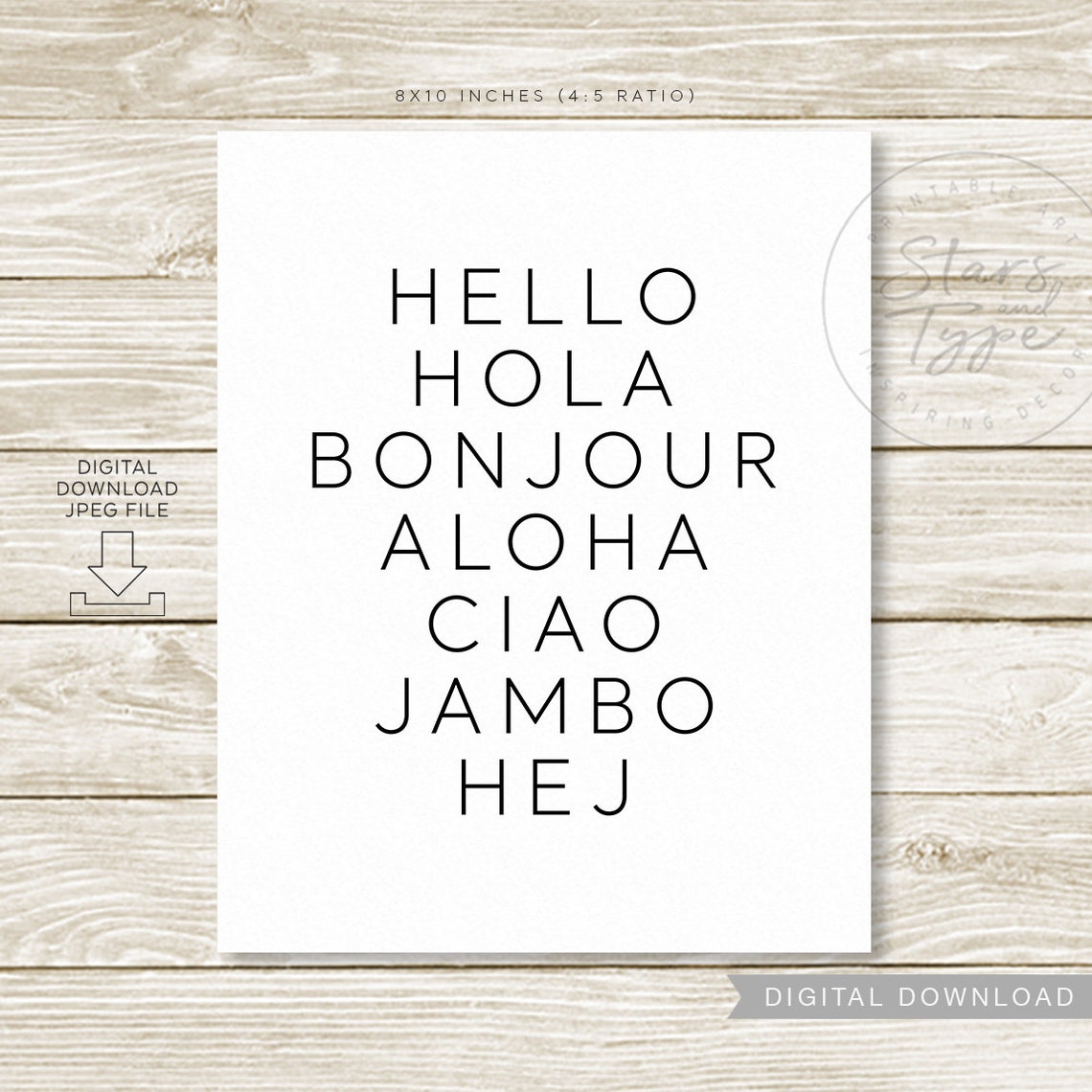 Hello Languages Greetings Bonjour Hej Ciao Hola Jambo | Etsy