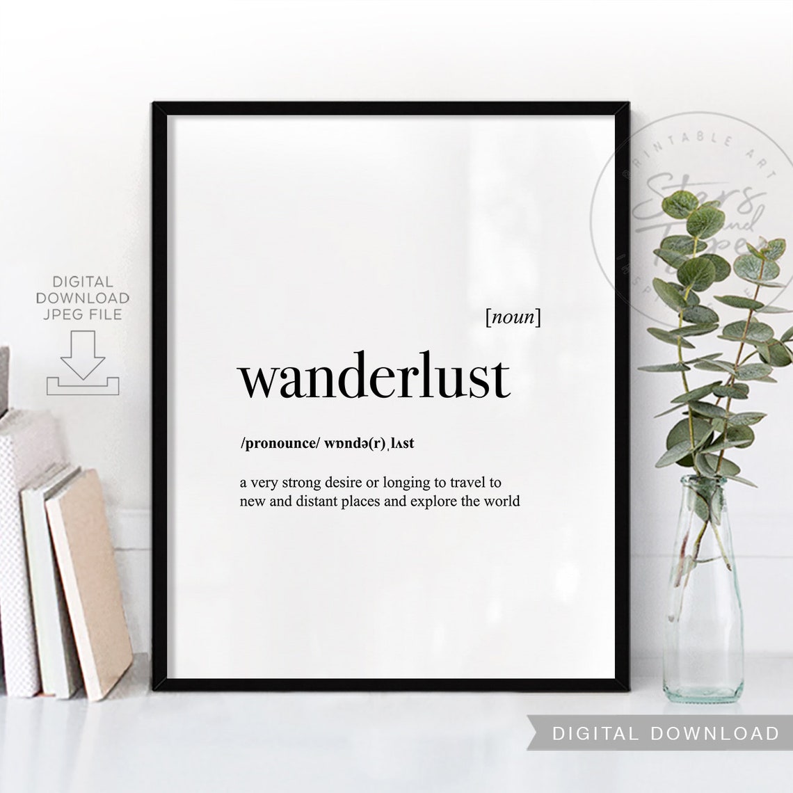 Wanderlust Dictionary Definition Meaning PRINTABLE Art - Etsy