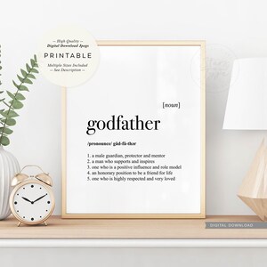 Godfather Definition PRINTABLE Art God Father Baptism - Etsy UK