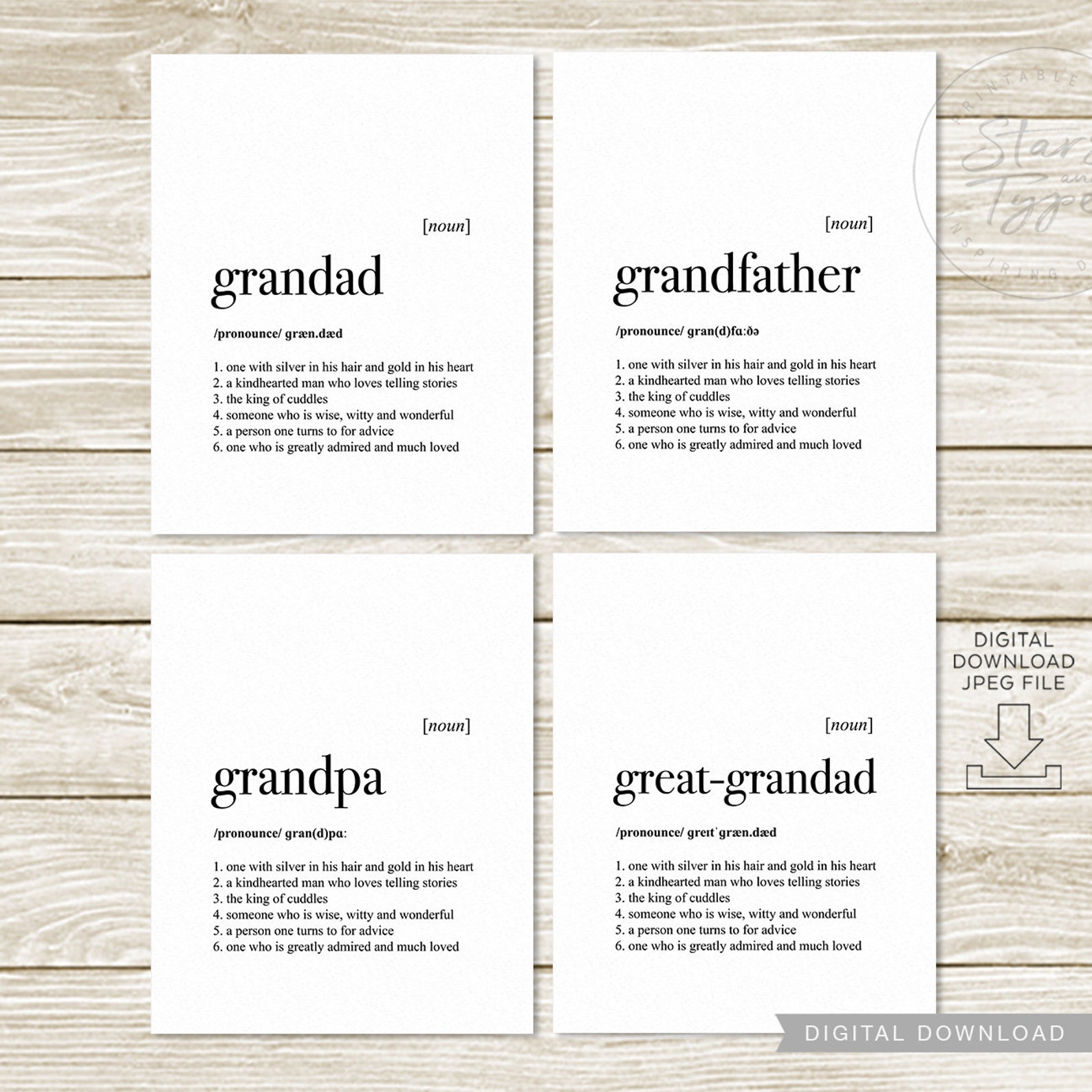 Grandad Definition PRINTABLE Art Grandfather Grandpa - Etsy UK
