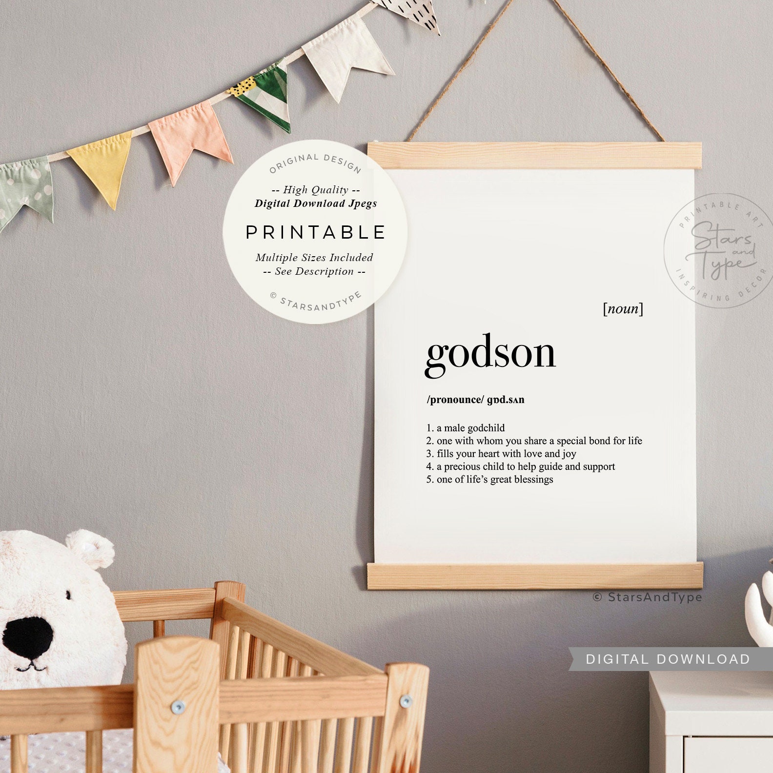 Godson Definition, PRINTABLE Art, Dictionary Meaning, Baptism ...