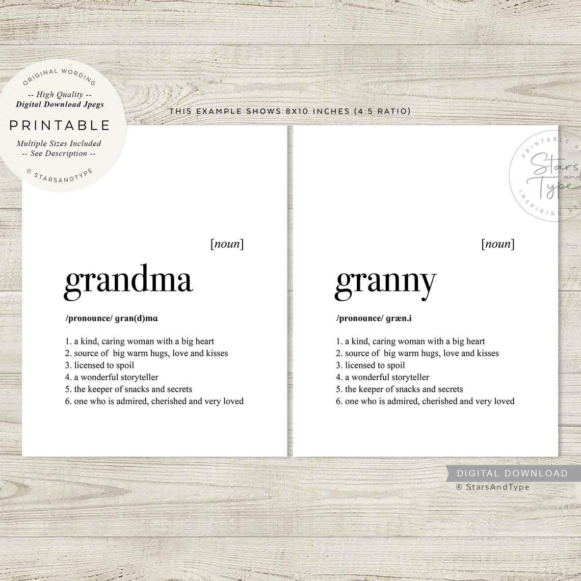 Grandmother Definition, PRINTABLE Art, Grandma Granny Nanna Gran Gift ...
