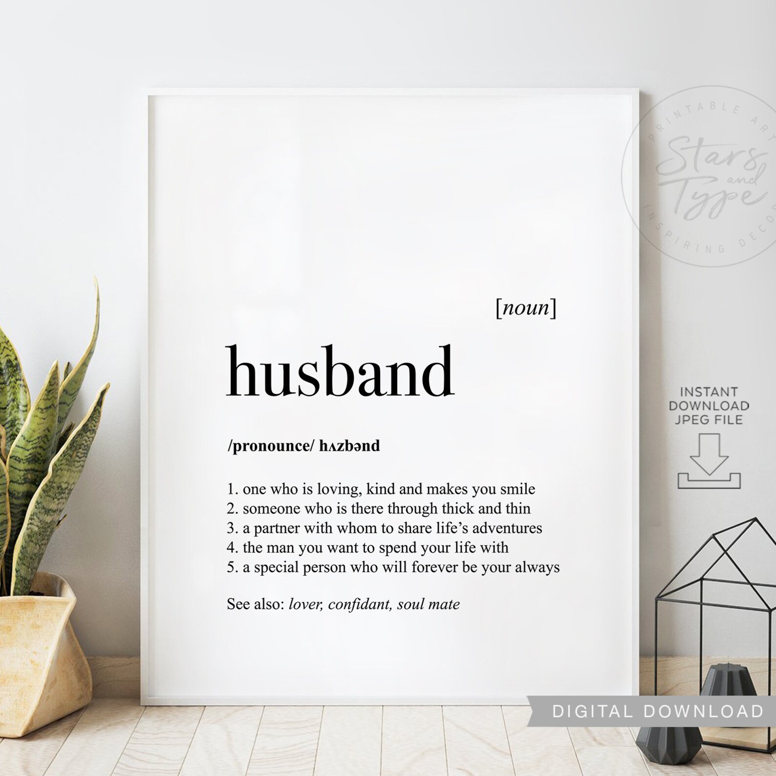 Husband Definition PRINTABLE Art Wedding Anniversary Couples - Etsy UK