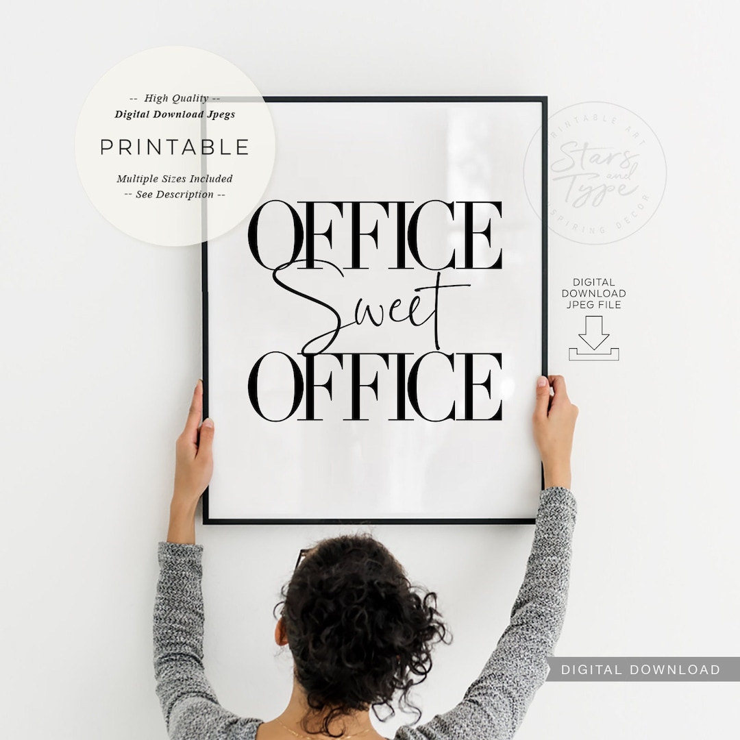 Office Sweet Office, PRINTABLE Wall Art, Home Office Decor Sign ...