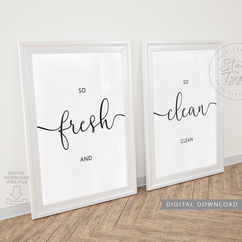 So Fresh and so Clean Clean Wall Art PRINTABLES Set of 2 | Etsy