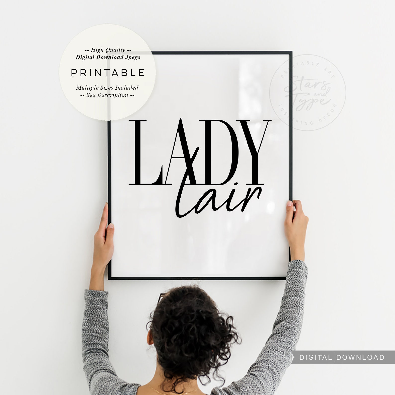Lady Lair PRINTABLE Wall Art Home Office Work Space Desk | Etsy UK