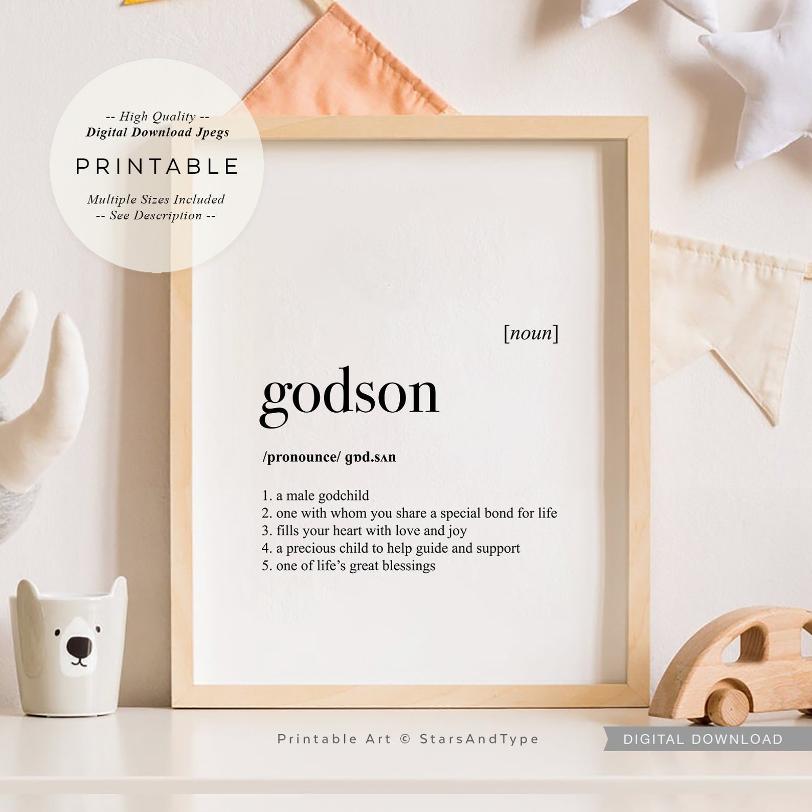 Godson Definition PRINTABLE Art Dictionary Meaning Special | Etsy
