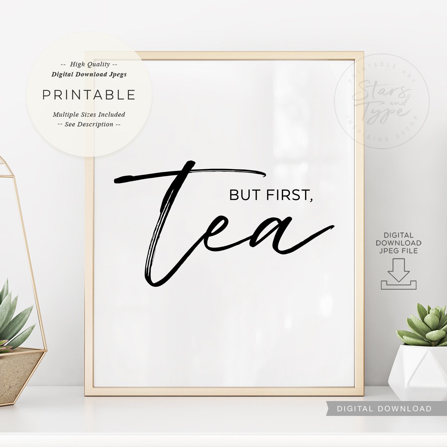 But First Tea PRINTABLE Wall Art Tea Lovers Quote Kitchen | Etsy