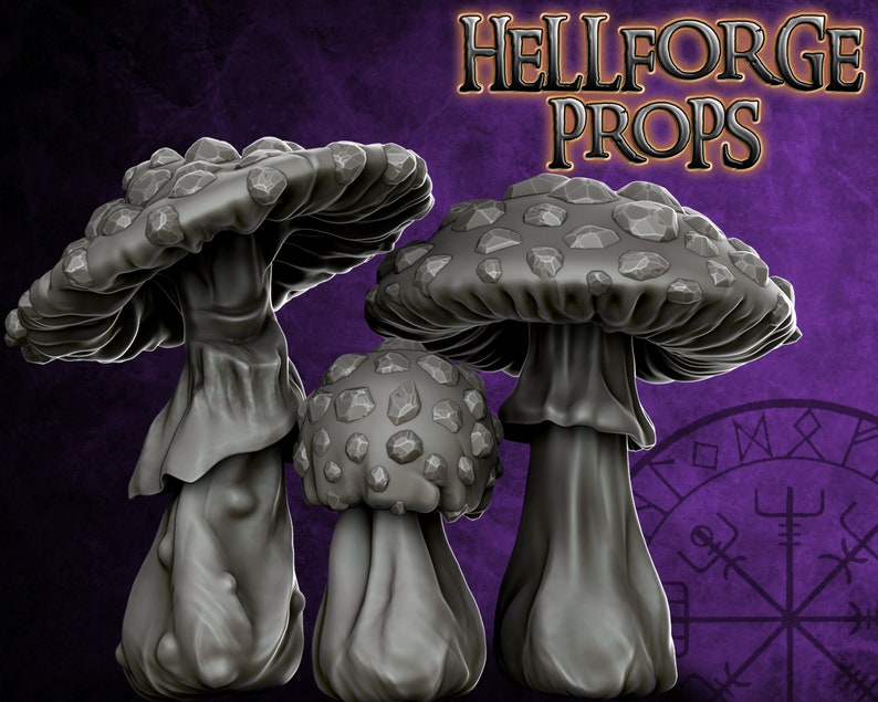 Mushrooms Of The Underdark 28mm 3D Printable Fantasy Fungus | Etsy