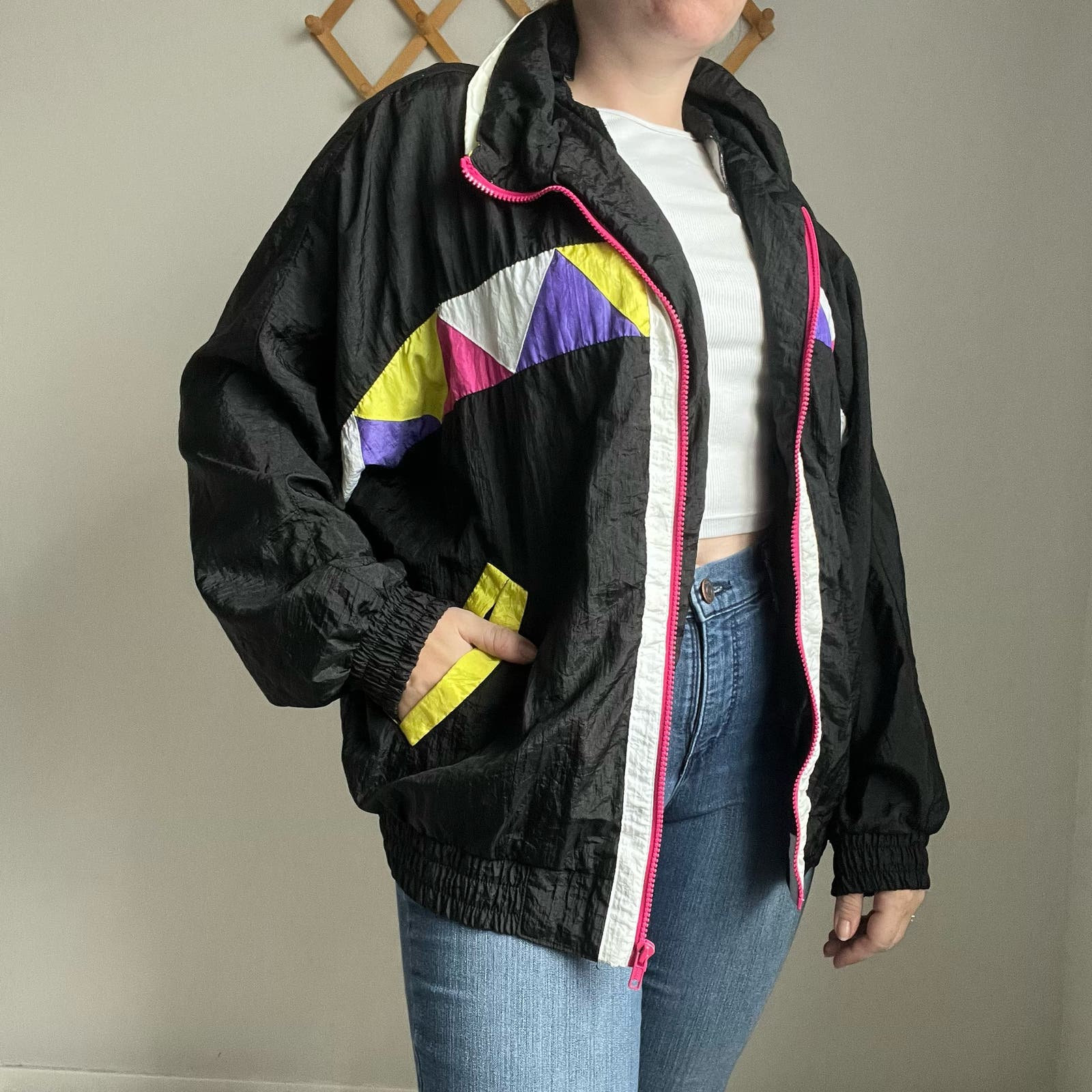 Vintage 90s Rock Creek Casuals Black Colorblock Windbreaker Size XL - Etsy