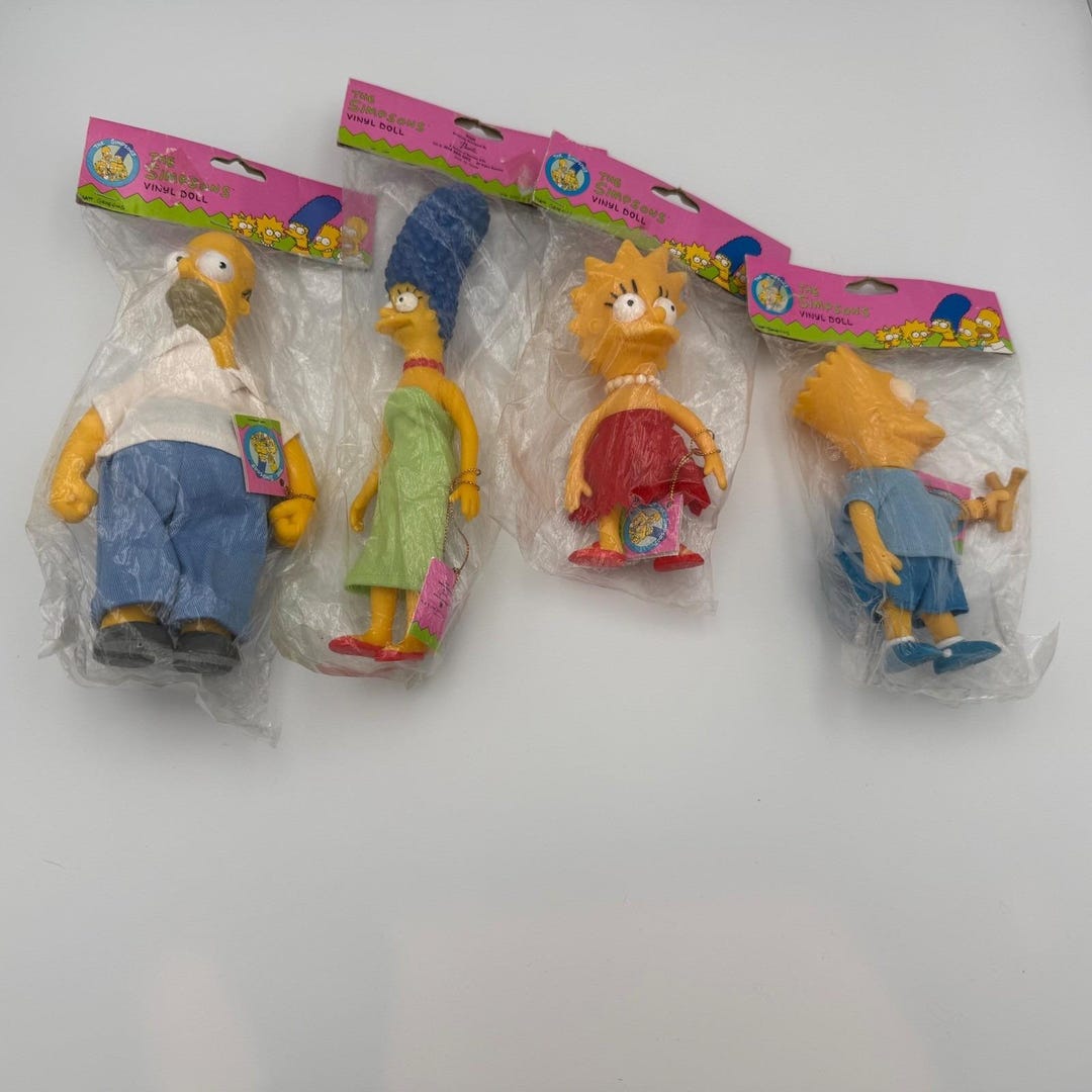 The Simpsons Vinyl Dolls Homer Marge Lisa Bart Family Set 4 VTG Matt ...