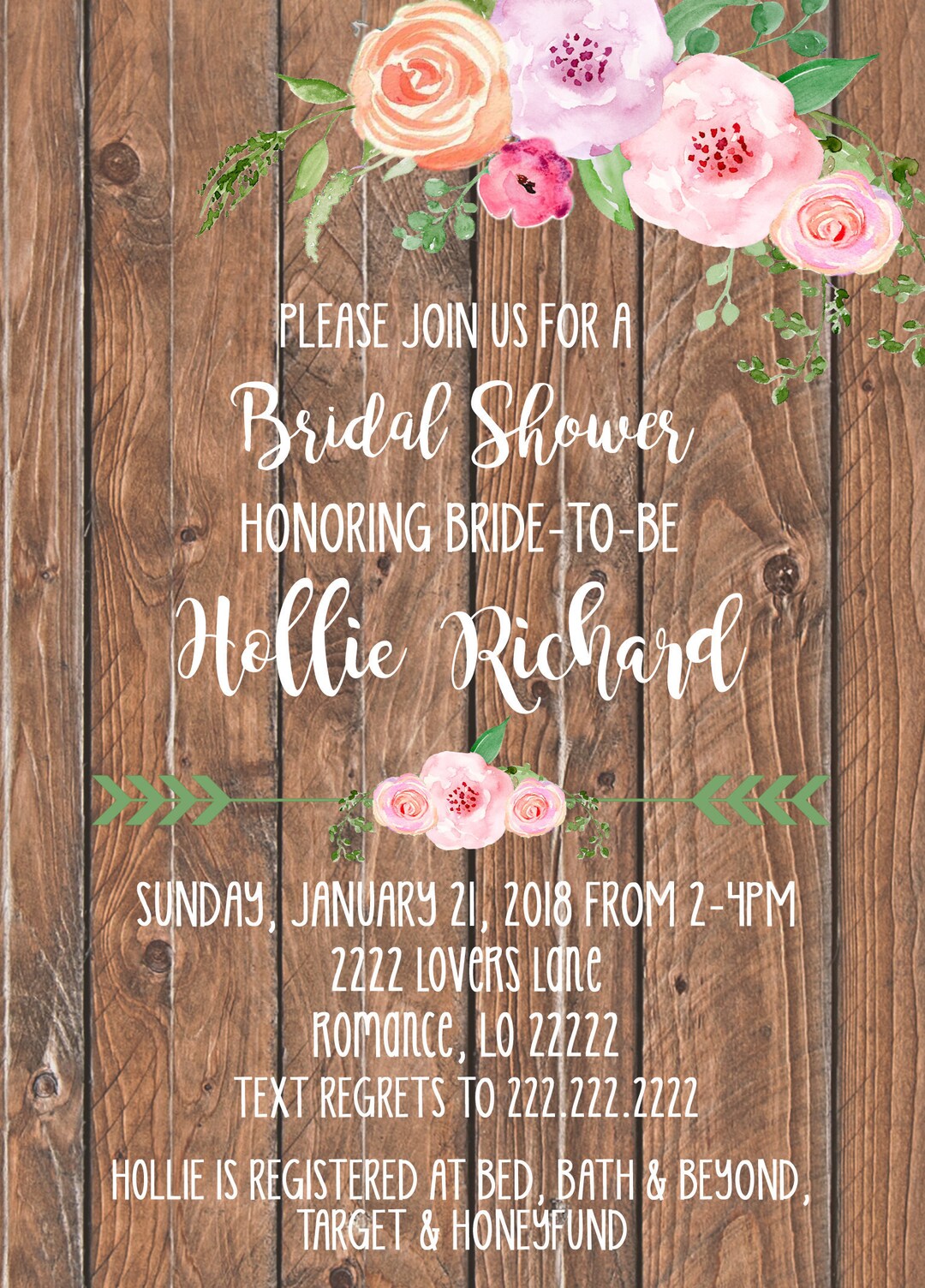 Rustic Bridal Shower Invite Rustic Flower Bridal Shower - Etsy