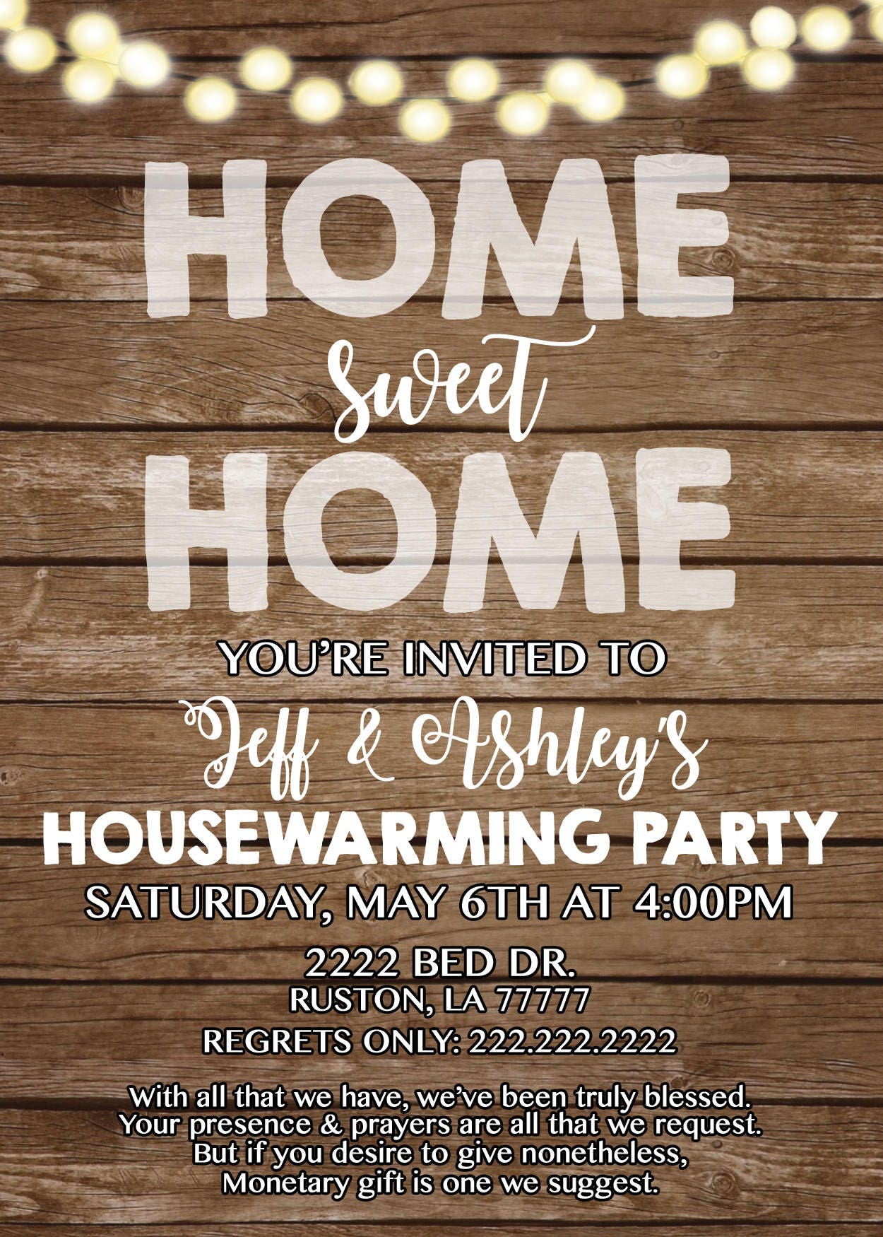 Home Sweet Home Invitation, Rustic House Warming Invitation, House ...