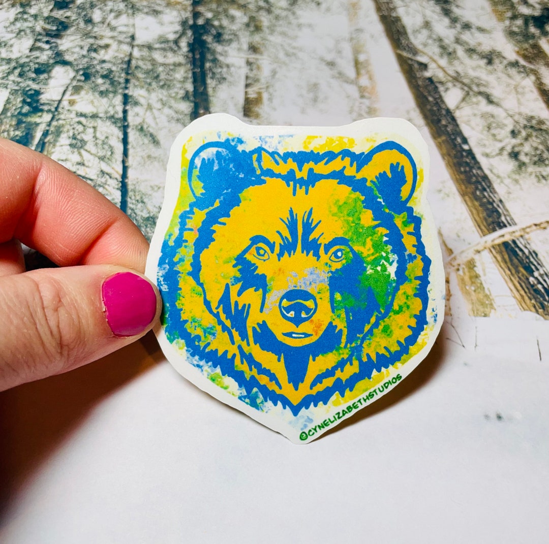 Blue Bear Face Sticker - Etsy