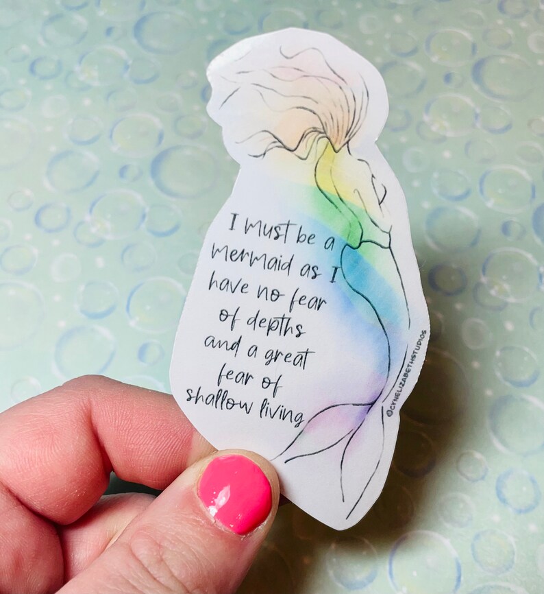 Mermaid No Fear of Depths Sticker | Etsy