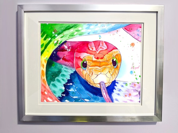 Watercolour Rainbow Corn Snake Print | Etsy