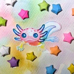 Rainbow Watercolour Axolotl Vinyl Stickers - Etsy