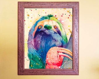 Watercolour on Wood Rainbow Ball Python Snake Print | Etsy