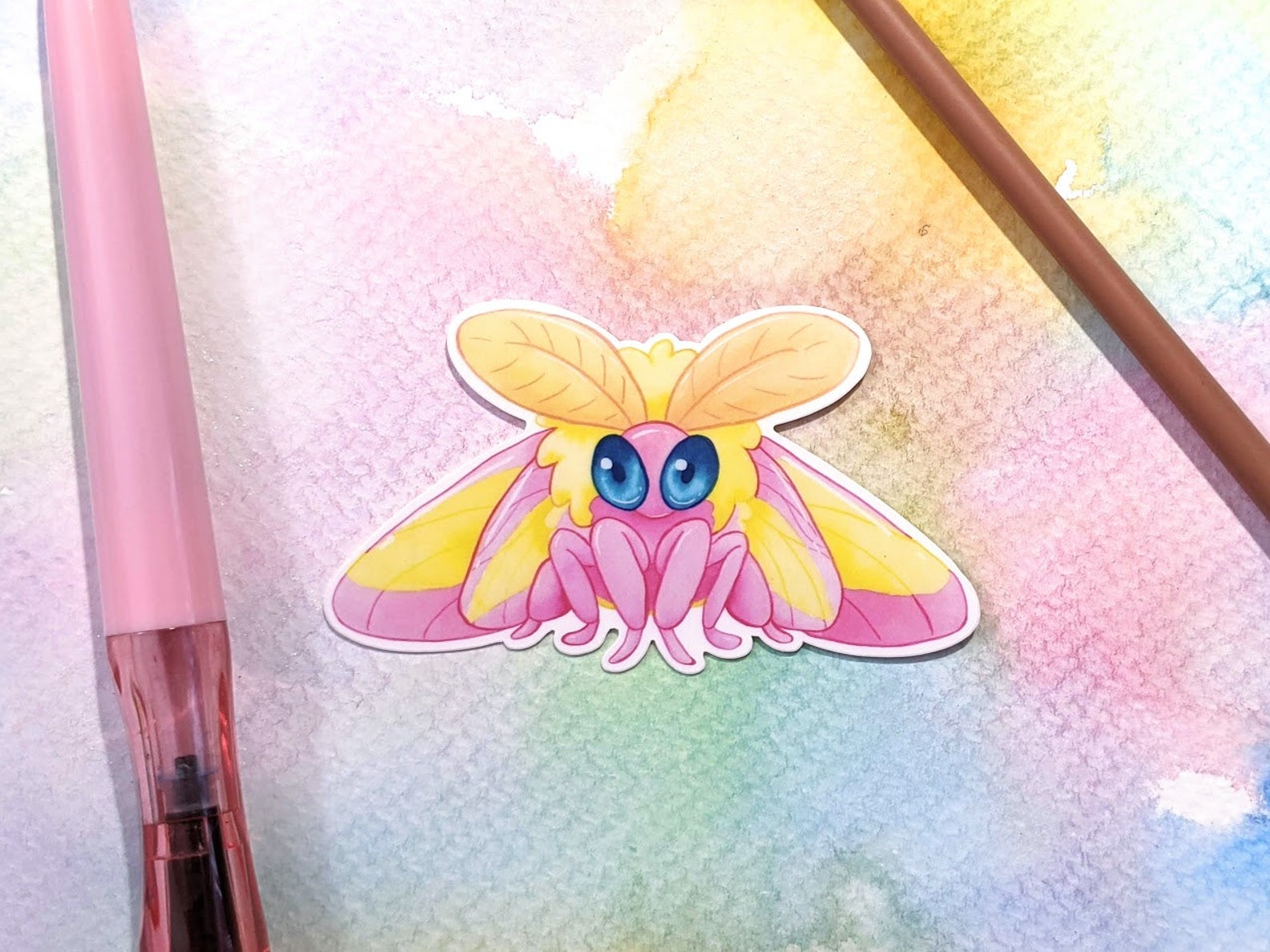 Watercolor Style Rosy Maple Moth Vinyl Sticker/decal - Etsy
