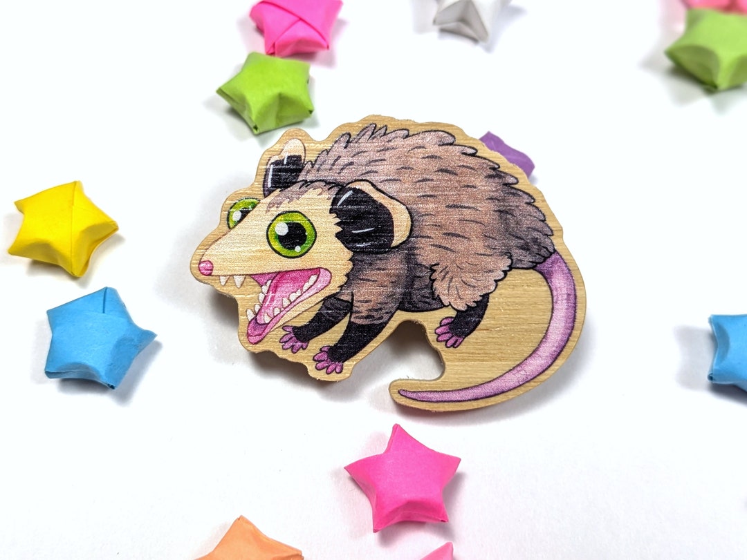 Screm Opossum Wood Pin - Etsy