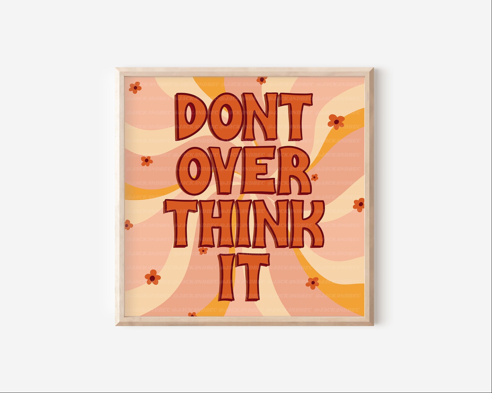 Don't Overthink It Print| Sayings Wall Art| Retro Decor| 70s Decor| 70s ...