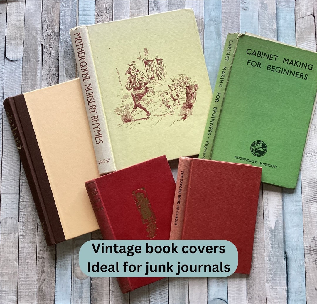 Vintage Book Cover Recycled, Junk Journal Supply, Create Journal, Mixed ...