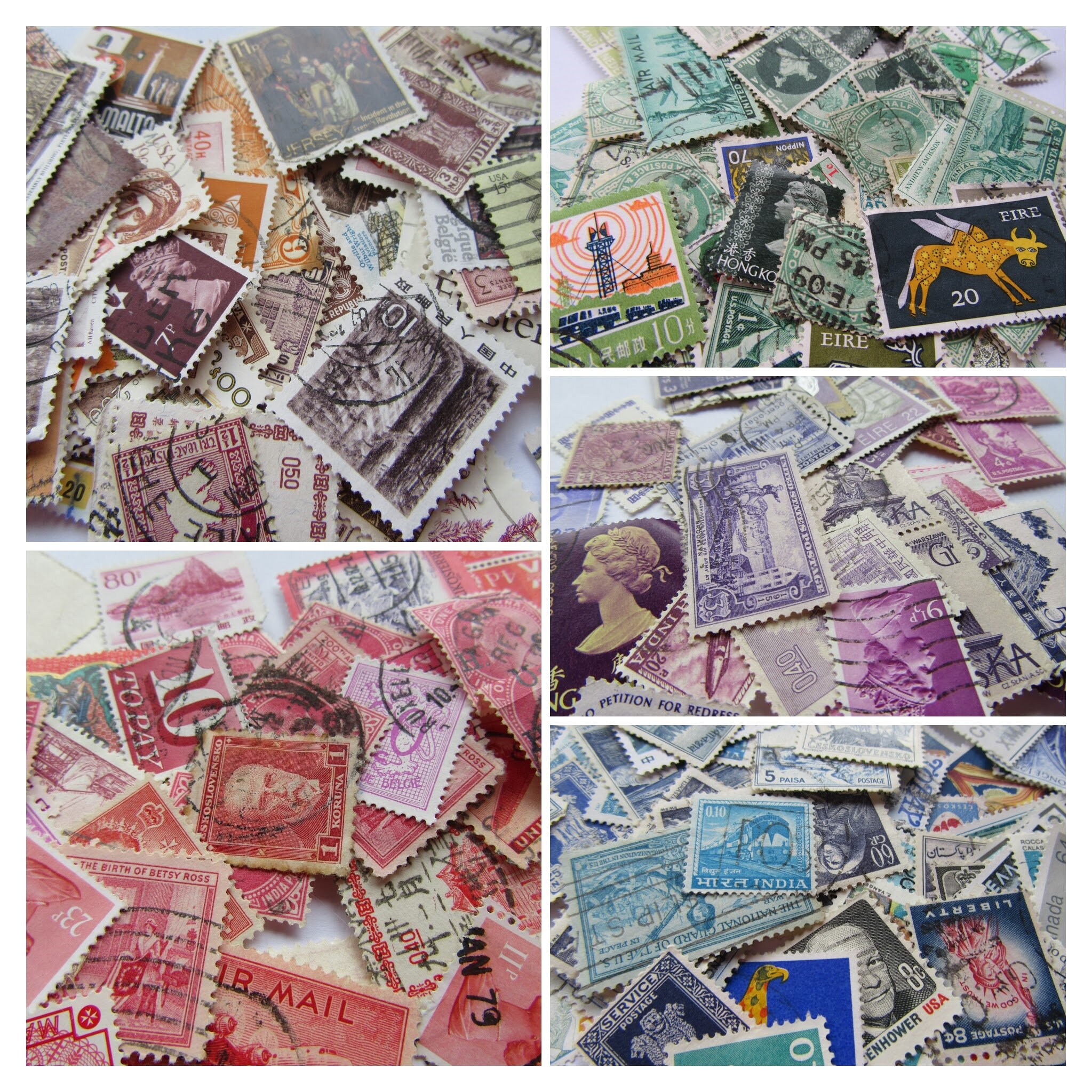 Postage Stamps Colours Vintage Stamps for Scrapbooking Junk - Etsy