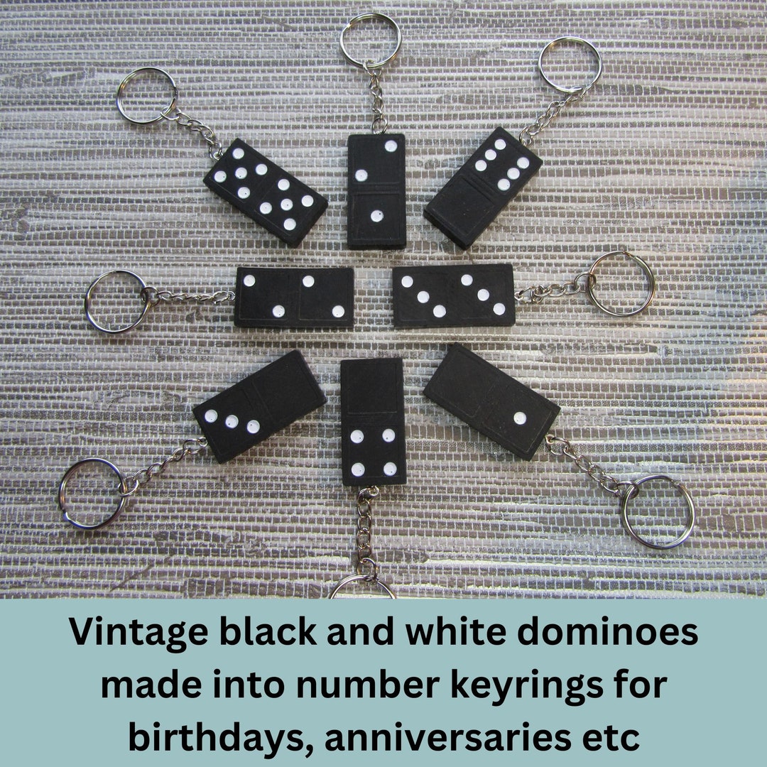 Vintage Domino Age Keyring, Birthday Number Gift, Anniversary Date ...