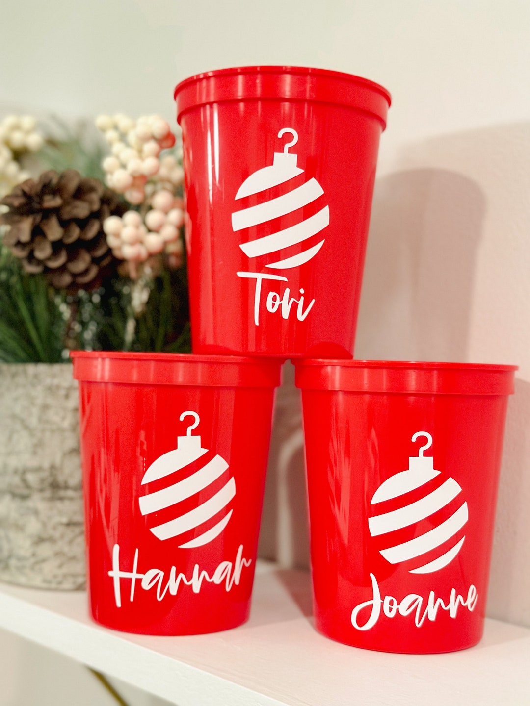 Personalized Christmas Ornament Cups-holiday-kids-adults-party Cups ...