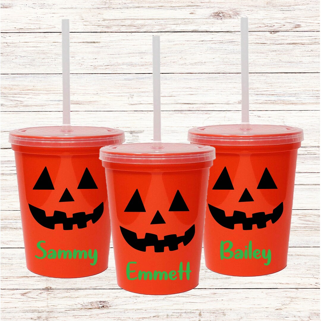 Personalized Jack O'latern Face Stadium Cup-halloween Party Cup ...