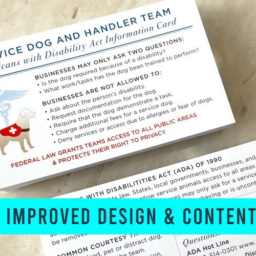 ADA Law Cards for Service Dogs & Handlers EDUCATE OTHERS - Etsy