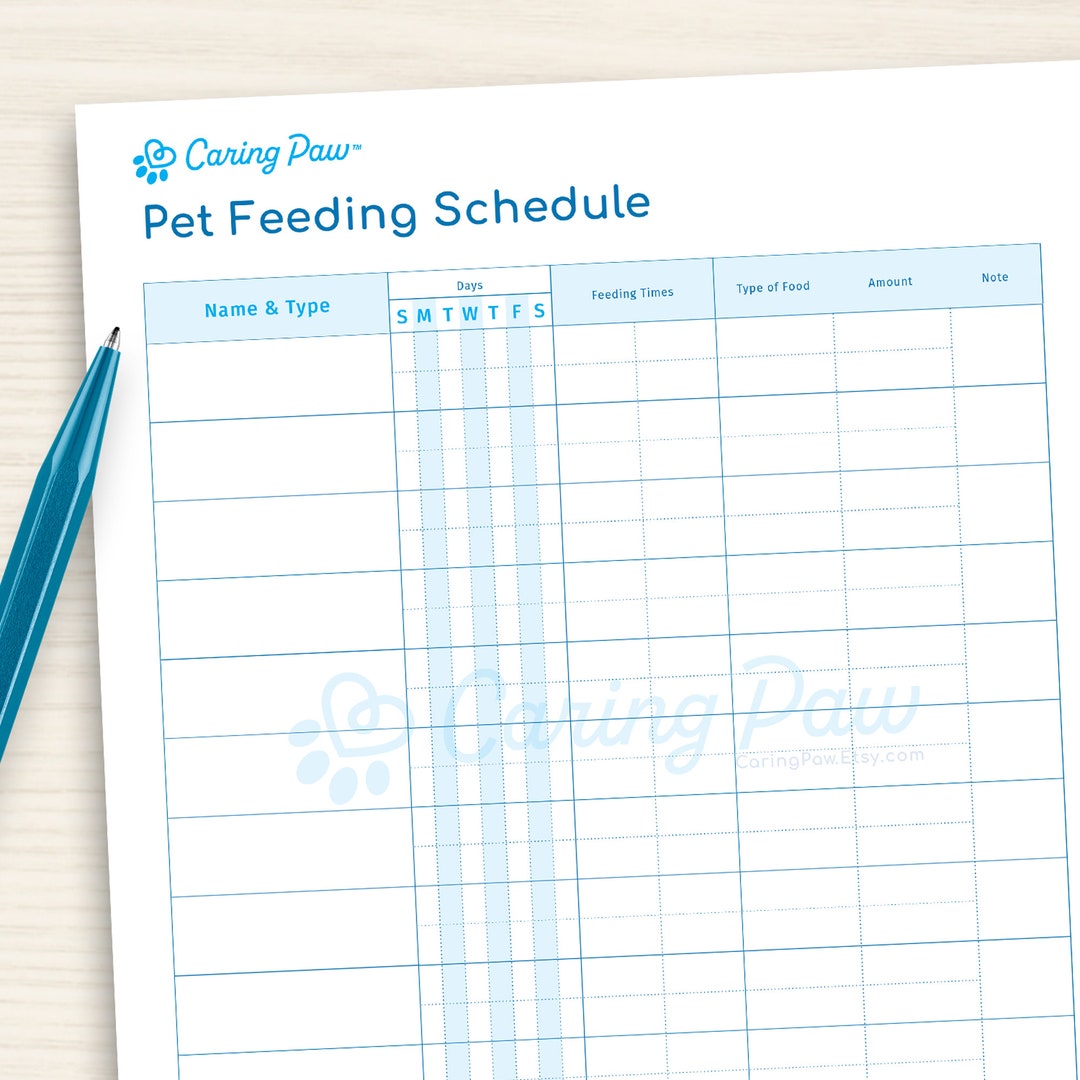 Pet Feeding Schedule - Good for Puppy Training - Great for Large Pet ...