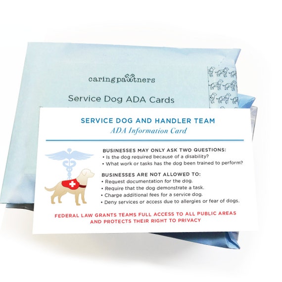 ADA Law Cards for Service Dogs Protect your rights under | Etsy