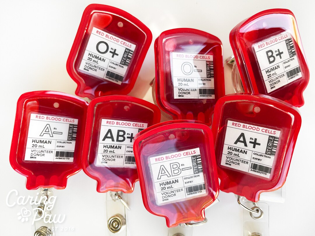 Blood Bag Badge Reel, Personalized Blood Type ID Holder, Nurse Gift ...